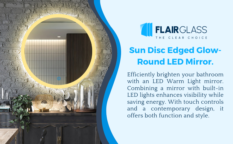 Round LED Mirror for Bathroom Yellow Backlit – Flair Glass