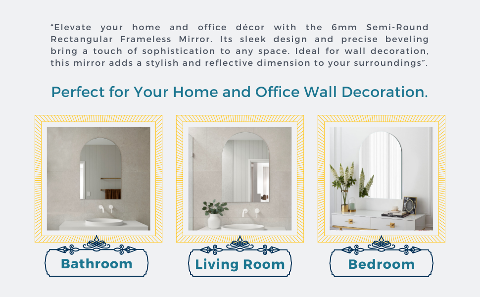 Semi-Round Rectangular Mirror for Bathroom Frameless – Flair Glass