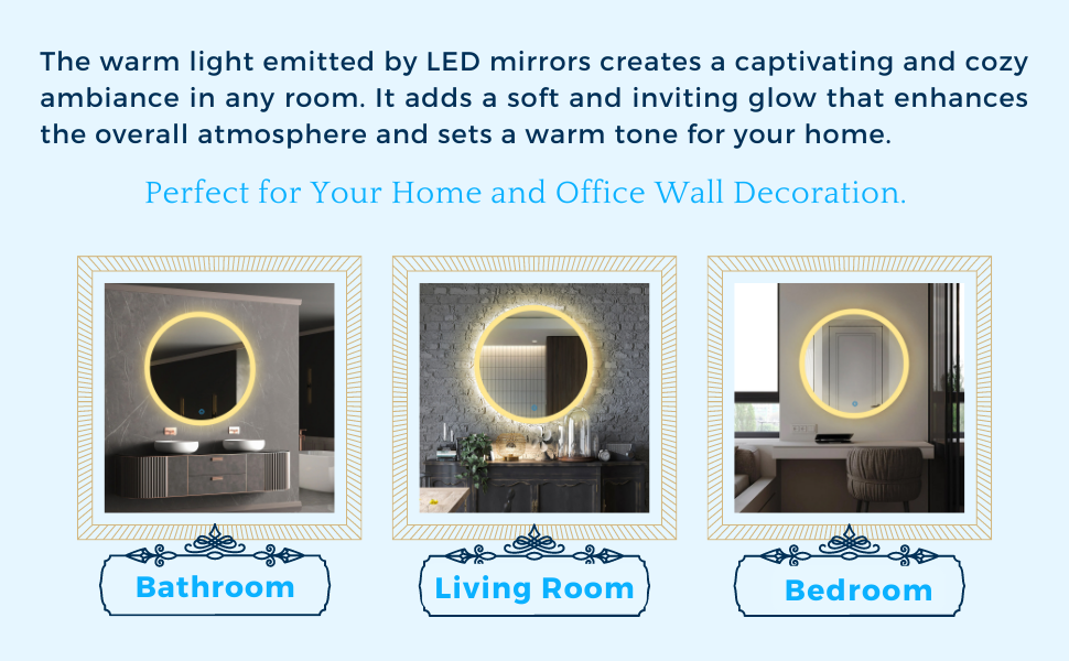 Round LED Mirror for Bathroom Yellow Backlit – Flair Glass