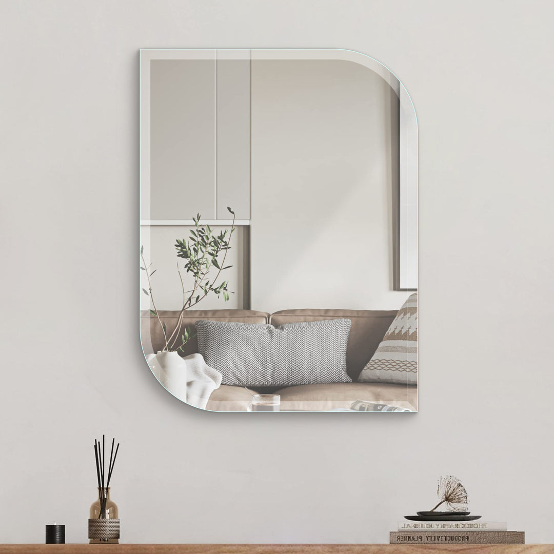 Frameless Asymmetrical Rectangular Beveled Mirror for Living room and ...