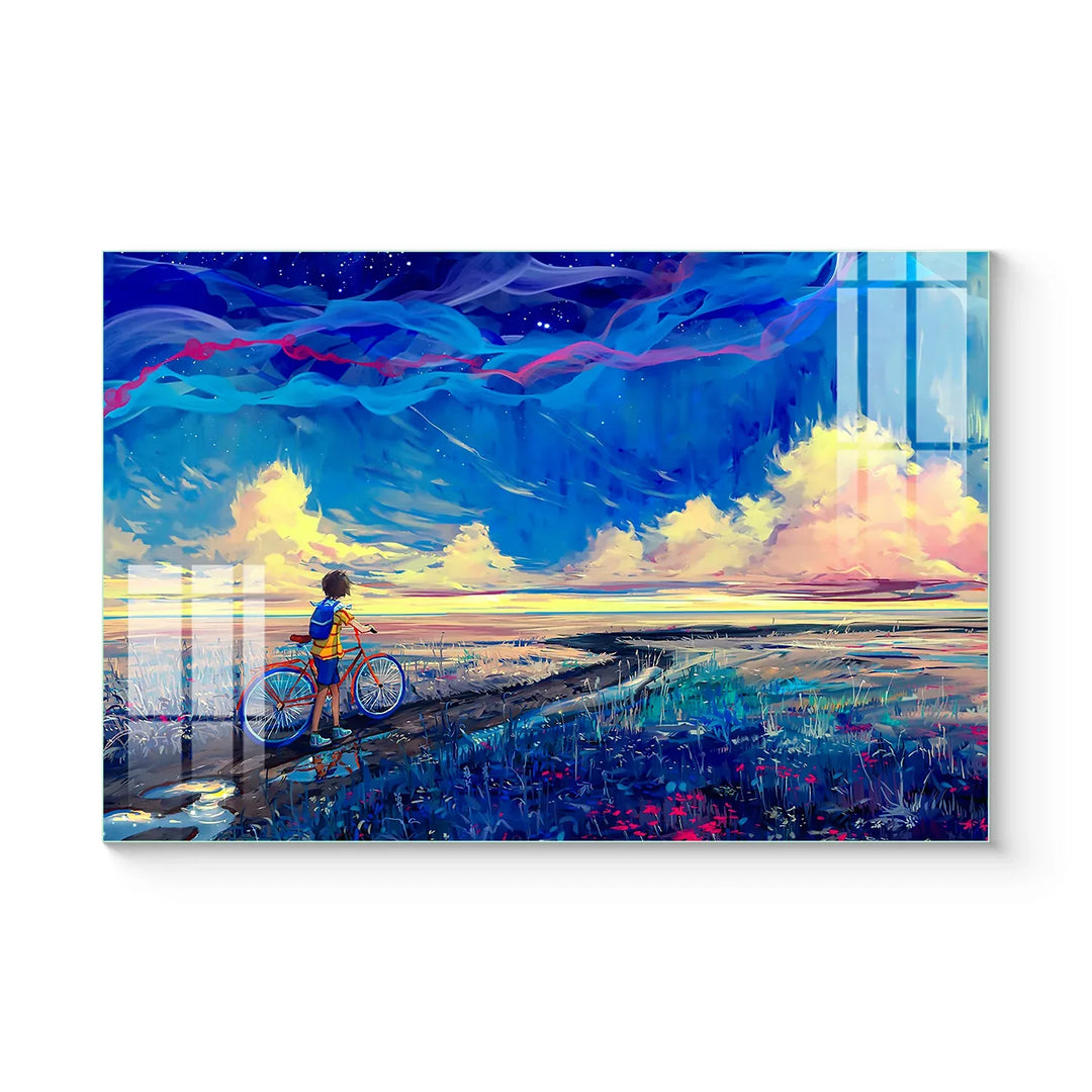 Abstract Frameless Wall Painting - The Bicycle Boy – Flair Glass