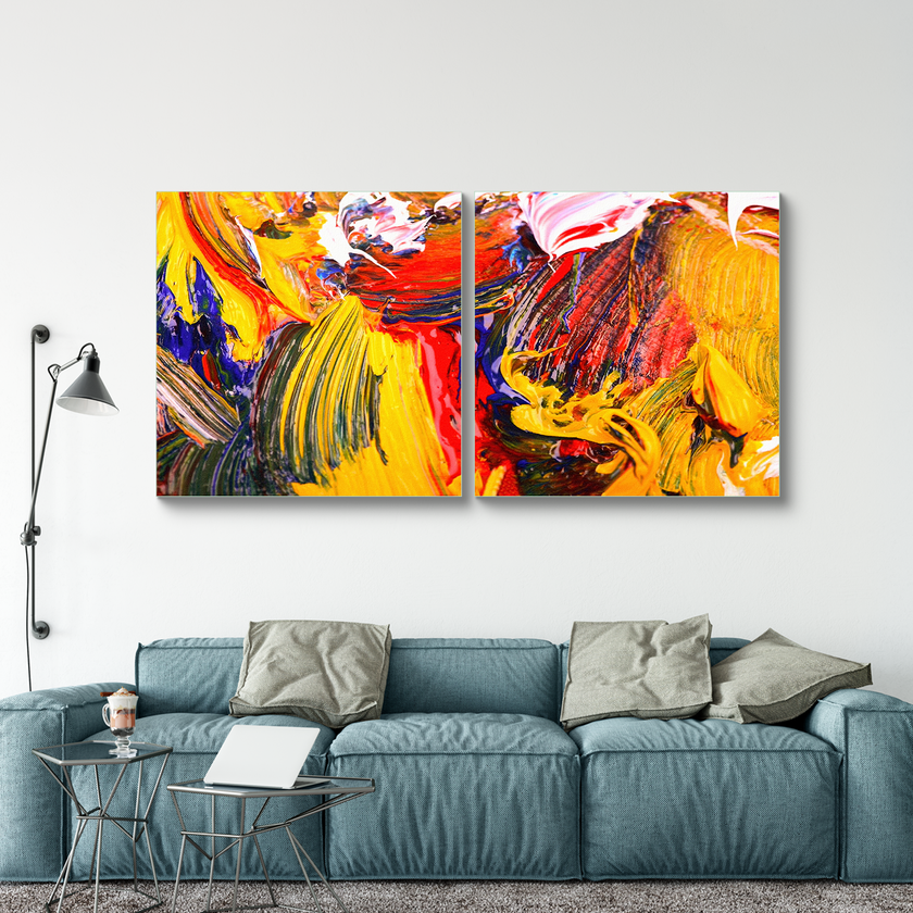 Colourful Multi Frame Wall Painting for Living Room: Modern Oil Art ...