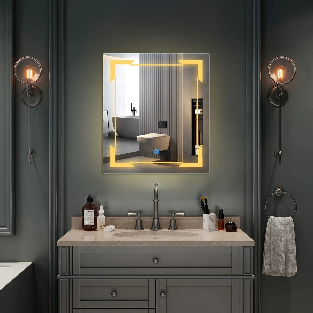 LED Mirror with Buddha Design - Warm Light - Rectangular – Flair Glass