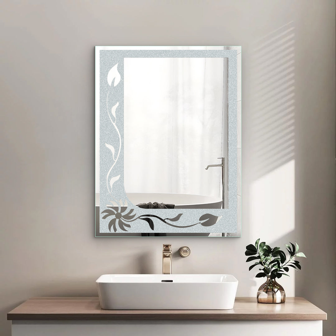 Floral - Frameless Frosted Mirror Designer – Flair Glass
