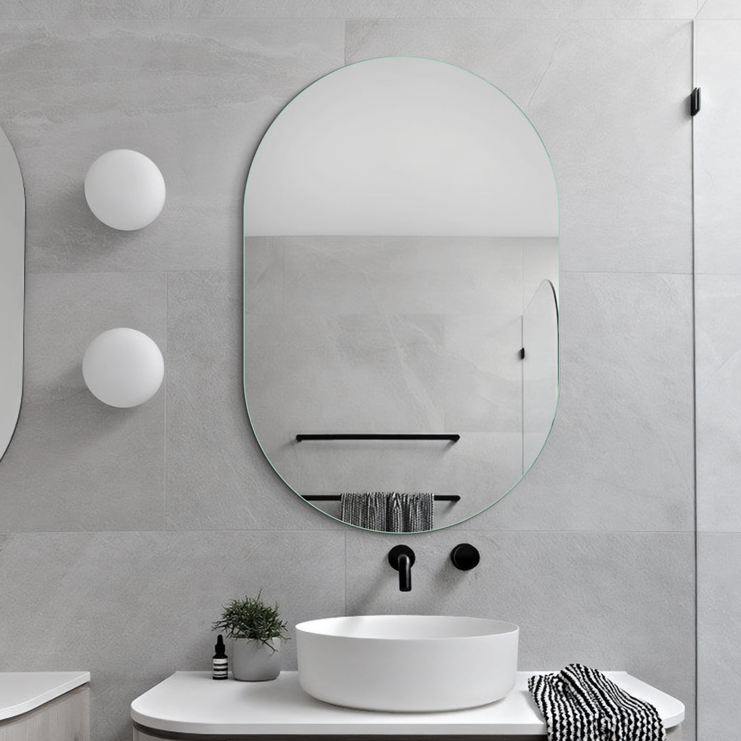 Frameless Capsule Mirror for Bathroom – Flair Glass