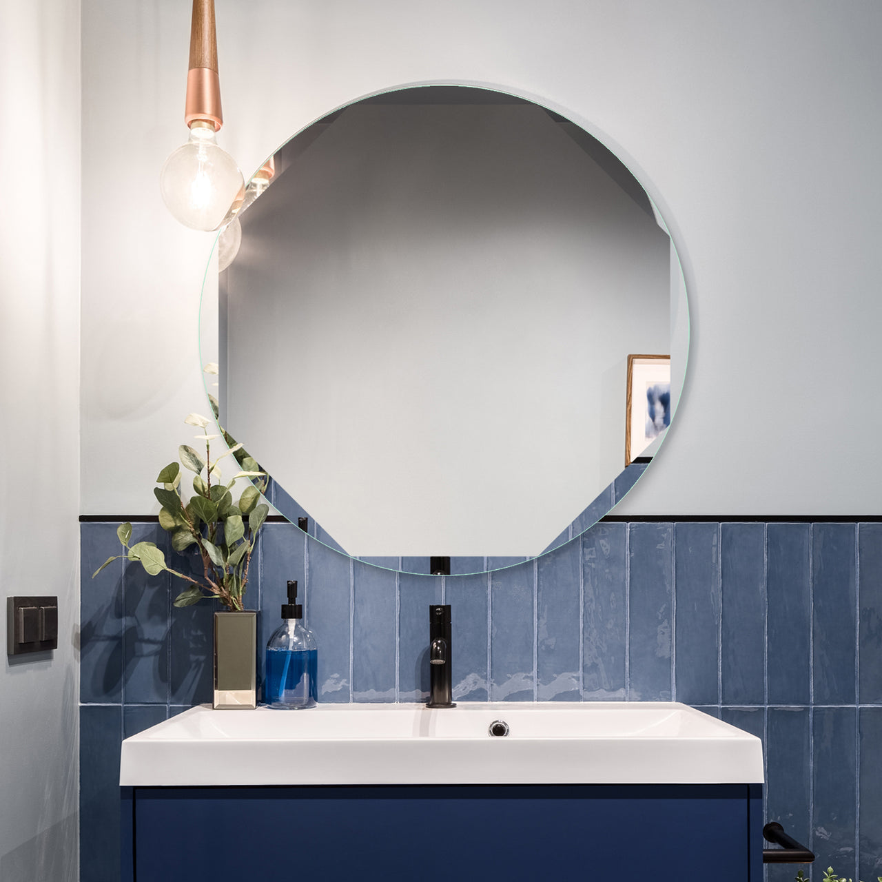 Round Octa Beveled Bathroom Frameless Mirror – Flair Glass