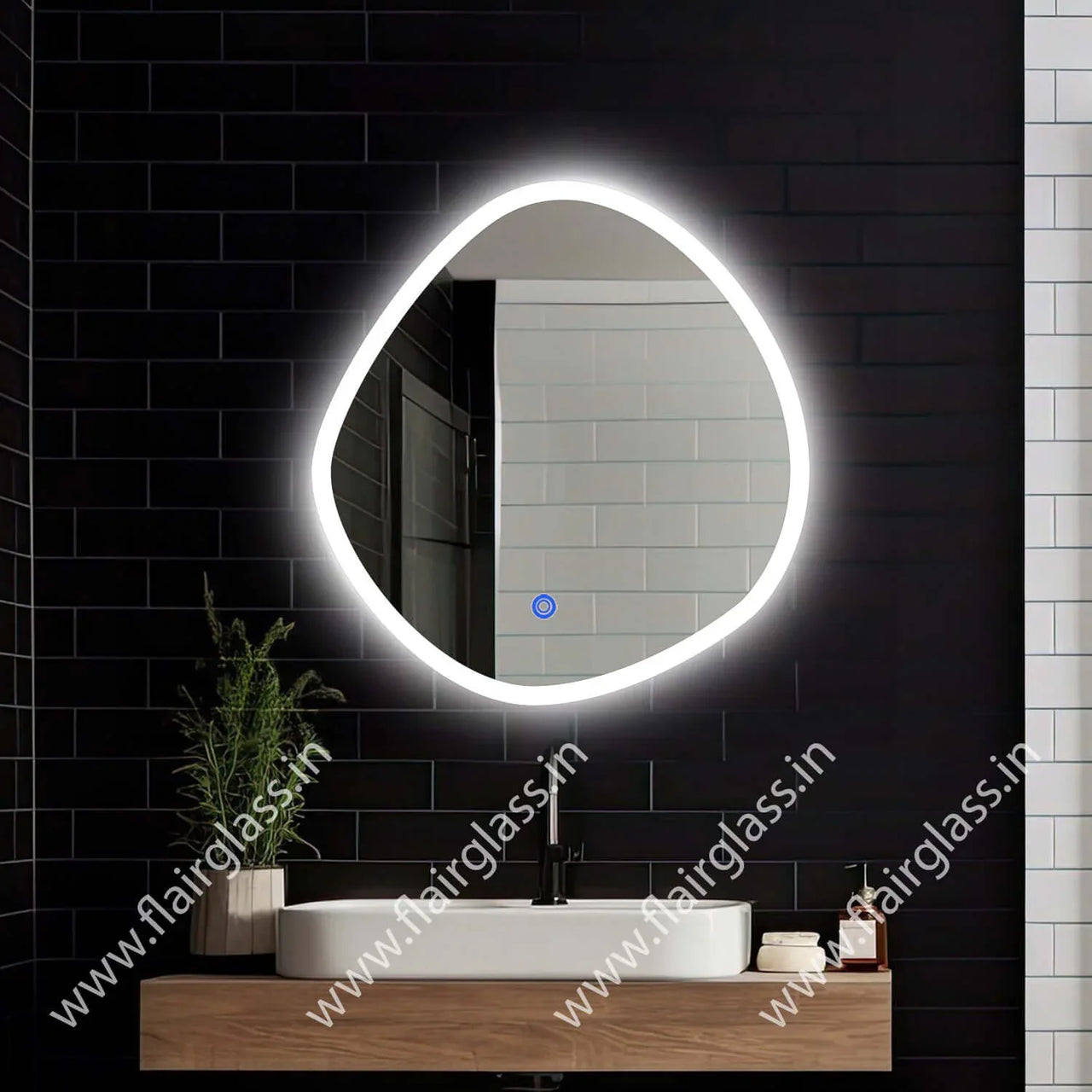 Irregular LED Mirror for Bathroom, Illuminated Large Wall Mirror ...