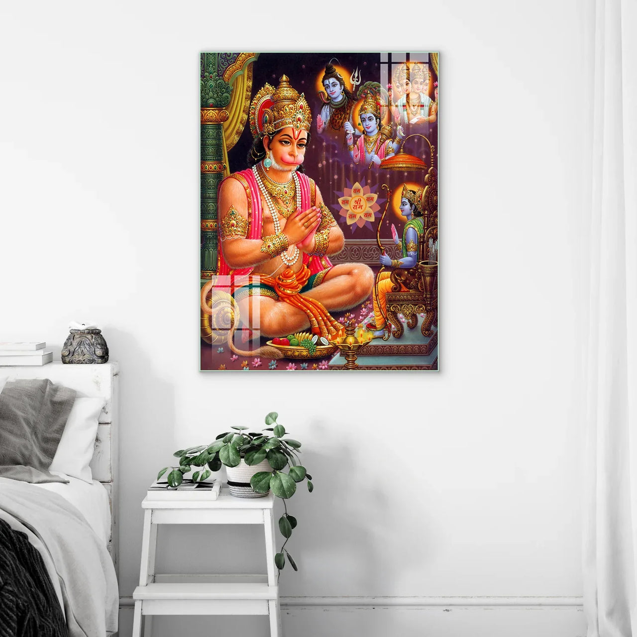 Load Shree Hanuman Ji with Lord Rama, Shiva Ji and Vishnu Ji Glass wal ...