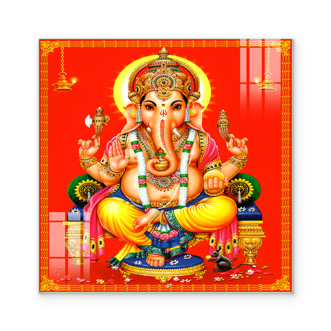 Lord Ganesh Motif Design for Home & Office Decor Paintings – Flair Glass