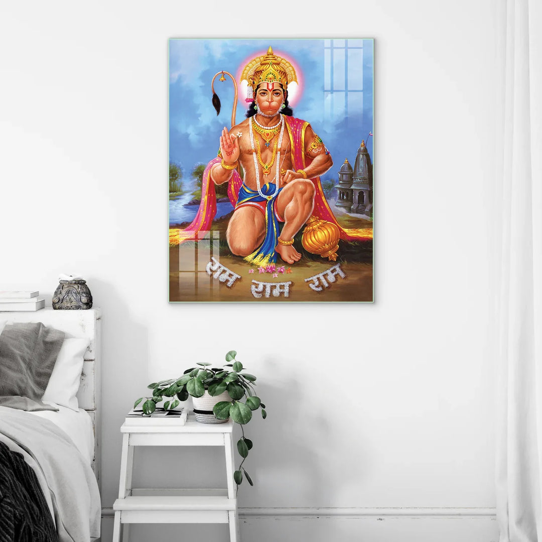 Lord Shree Hanumaji Glass Wall Paintings for Home Wall decor – Flair Glass
