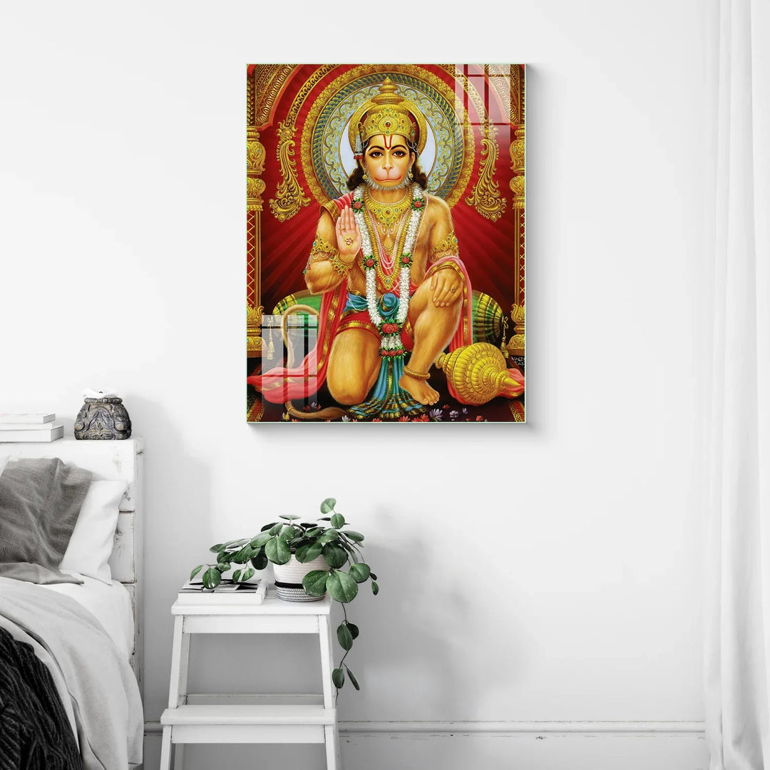 Lord Shree Hanuman Ji Motif Design Glass Wall Painting for Home Decor ...