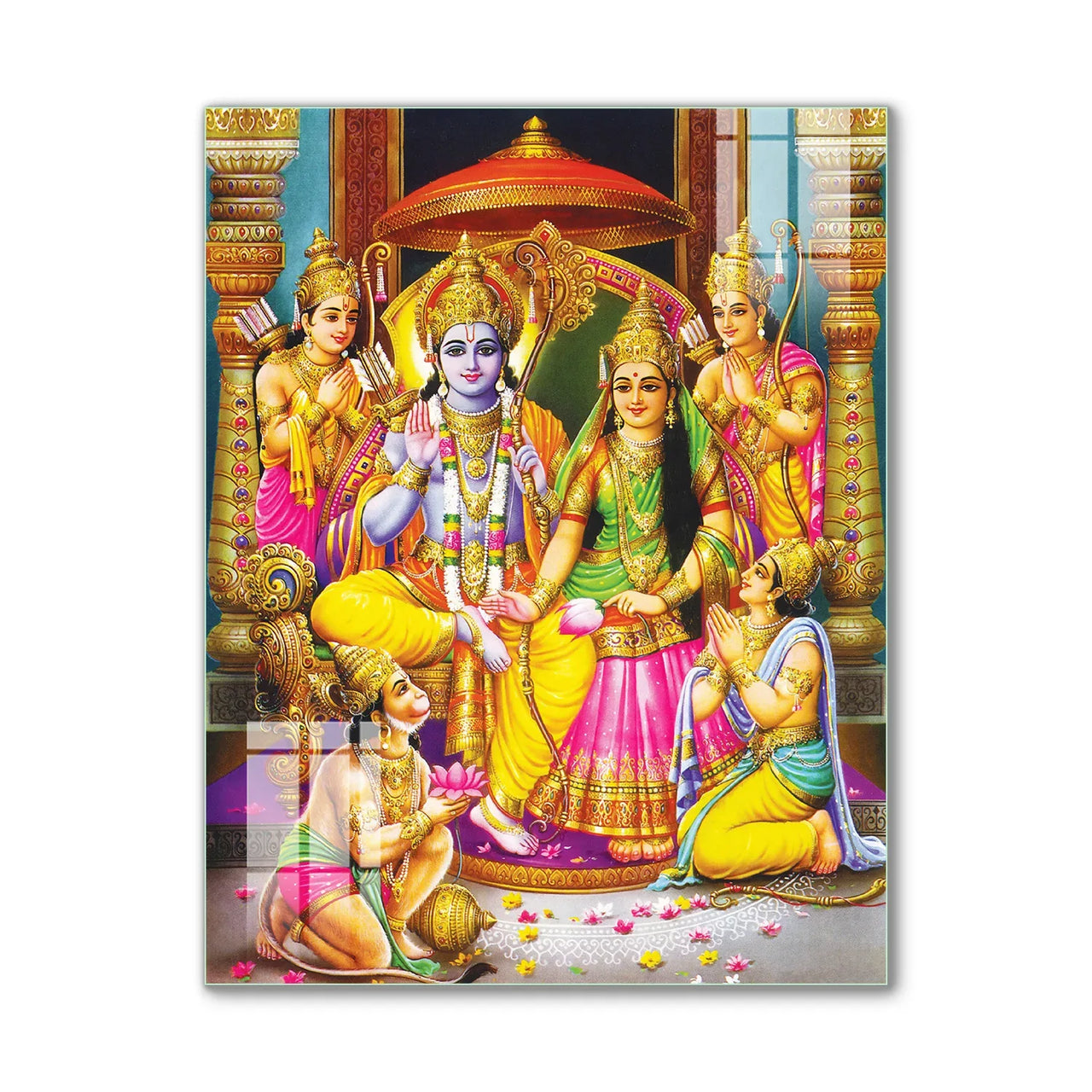 Lord Shree Ram Darbar Glass Wall Paintings – Flair Glass