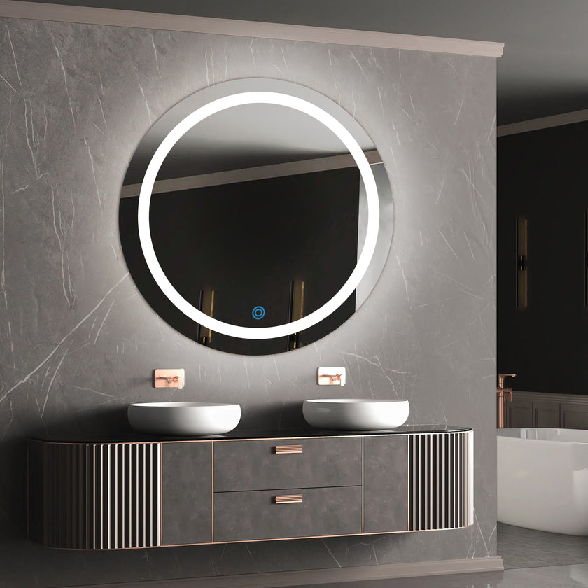 Round Border Twin- LED Wall Mirror - Natural White Light - Round ...