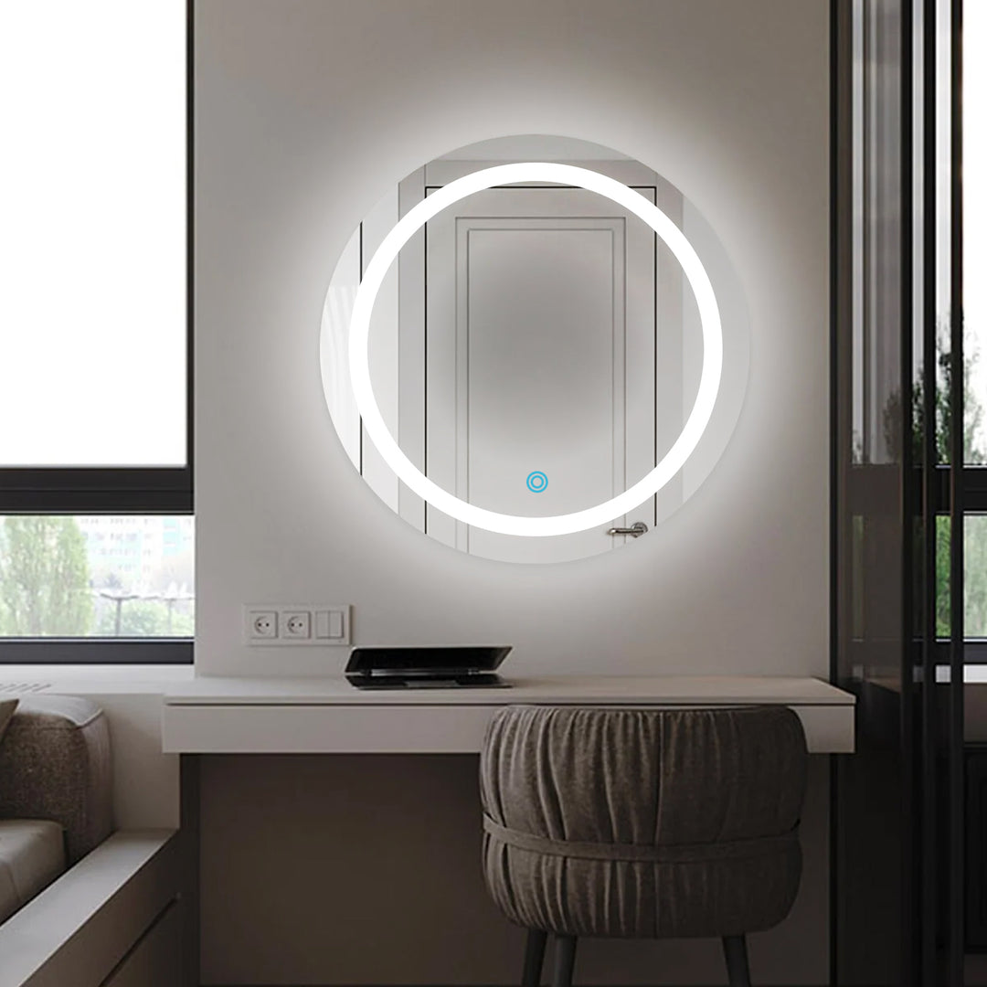 Round Border Twin- LED Wall Mirror - Natural White Light - Round ...