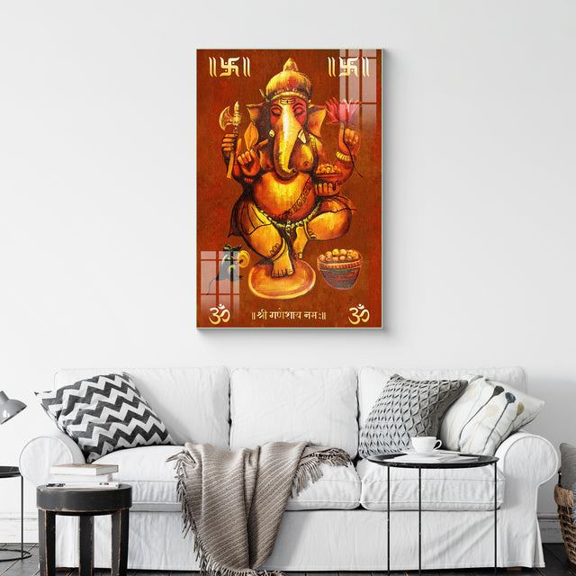 Beautiful Wall Painting: Lord Shree Ganesha Modern Art – Flair Glass