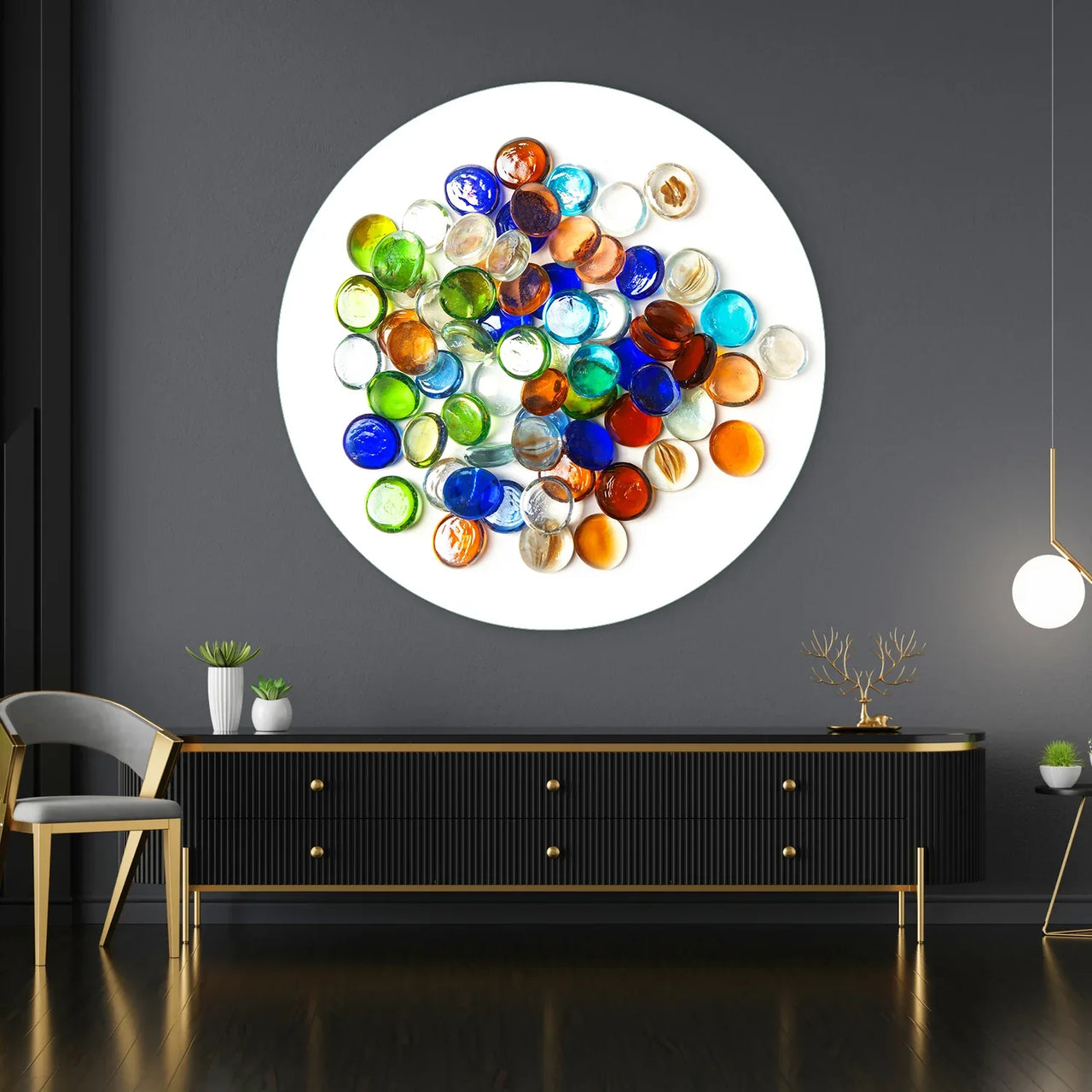 Digital Glass Prints: Round Multicolor Stones Mosaic Paintings – Flair ...