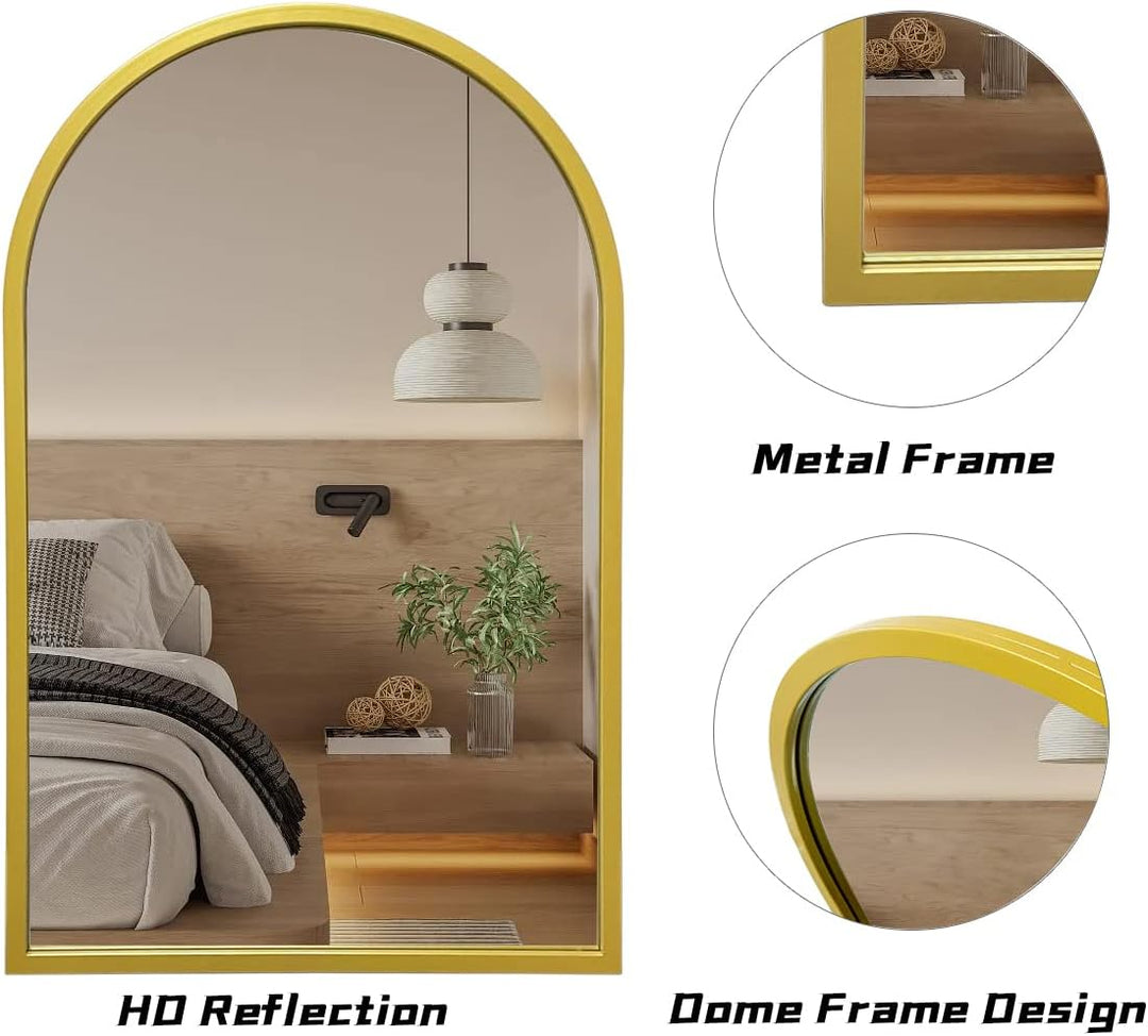 Semi Rectangular Golden Framed Mirror – Flair Glass