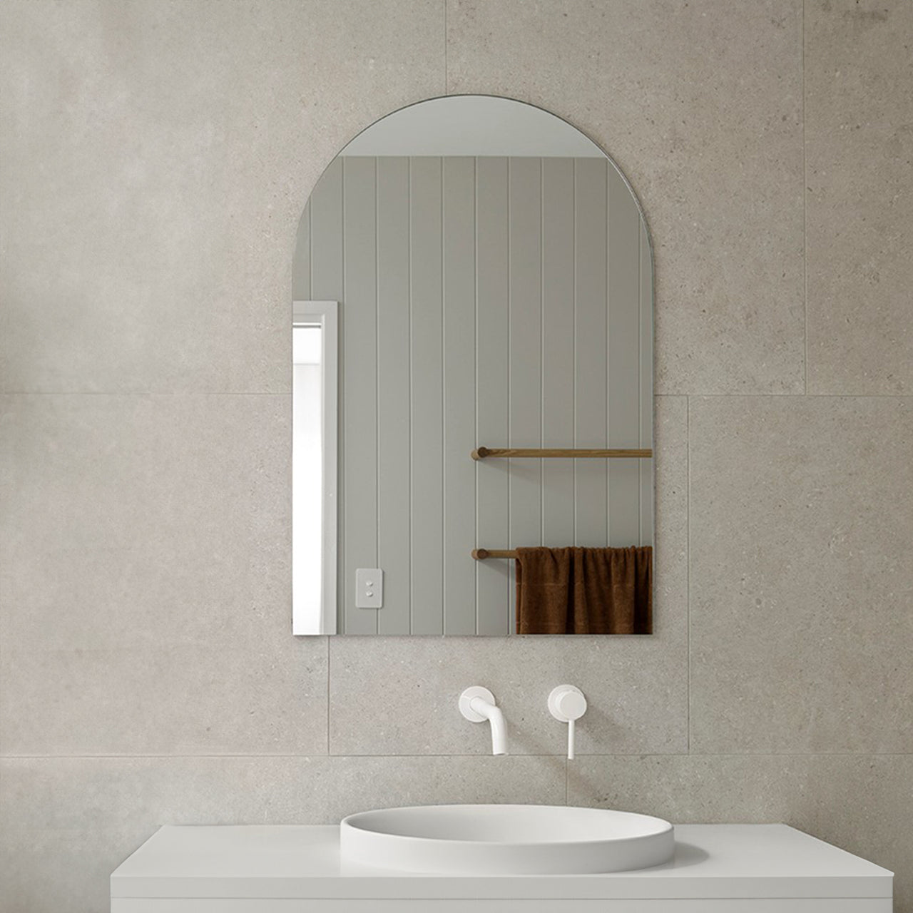 Semi-Round Rectangular Mirror for Bathroom Frameless – Flair Glass