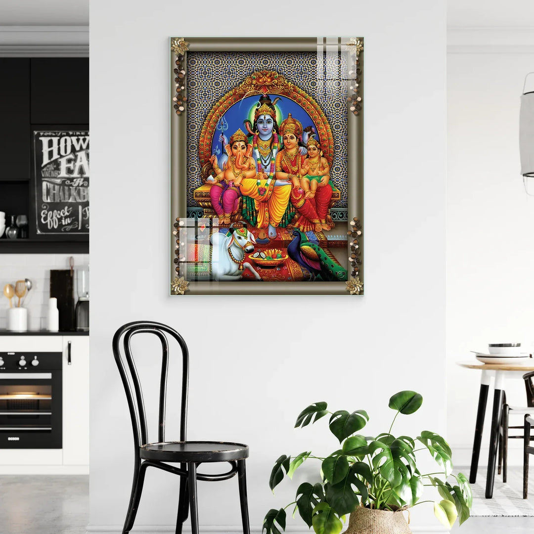 The divine family of Shiva and Parvati, with Ganesha and Subramanya Sw ...