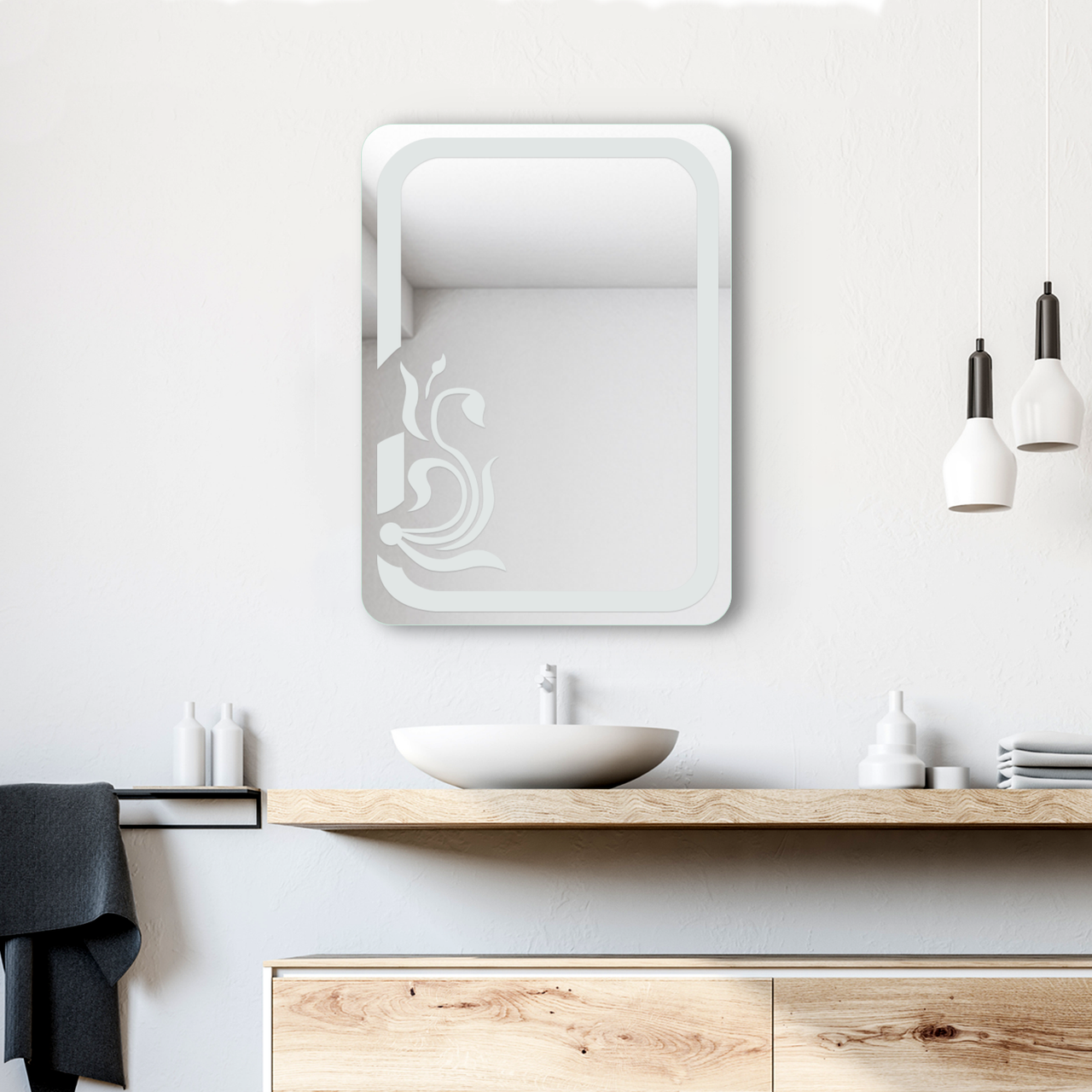 Frosted Mirror with Rounded Edges Rectangular – Flair Glass