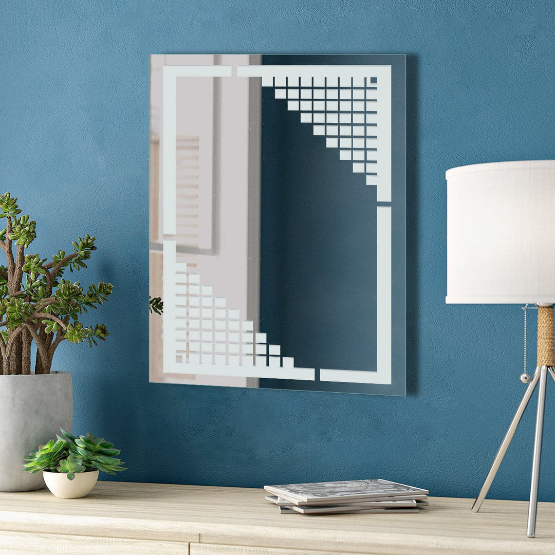 Frameless Frosted Angular Pattern Mirror – Flair Glass