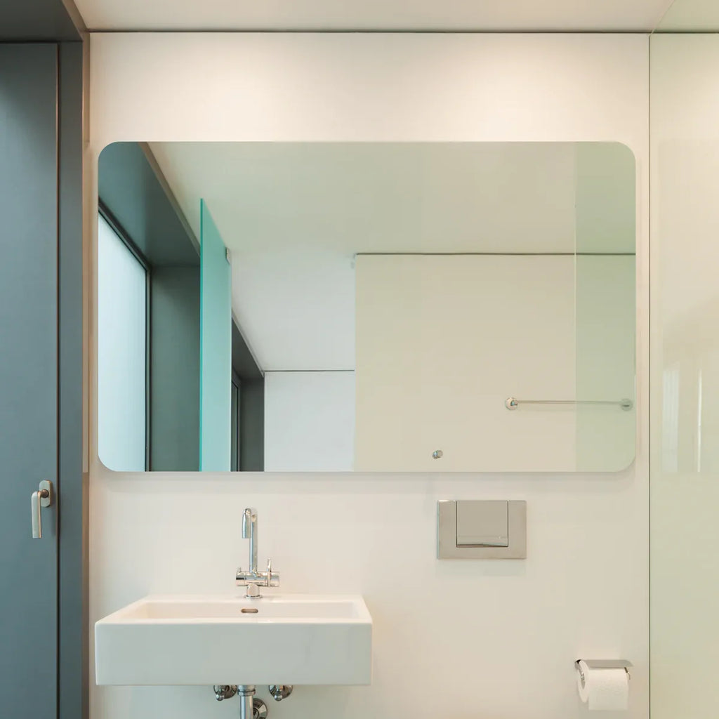 Frameless Rectangular Mirror with Smooth Curved Edges for Bathroom Wal ...