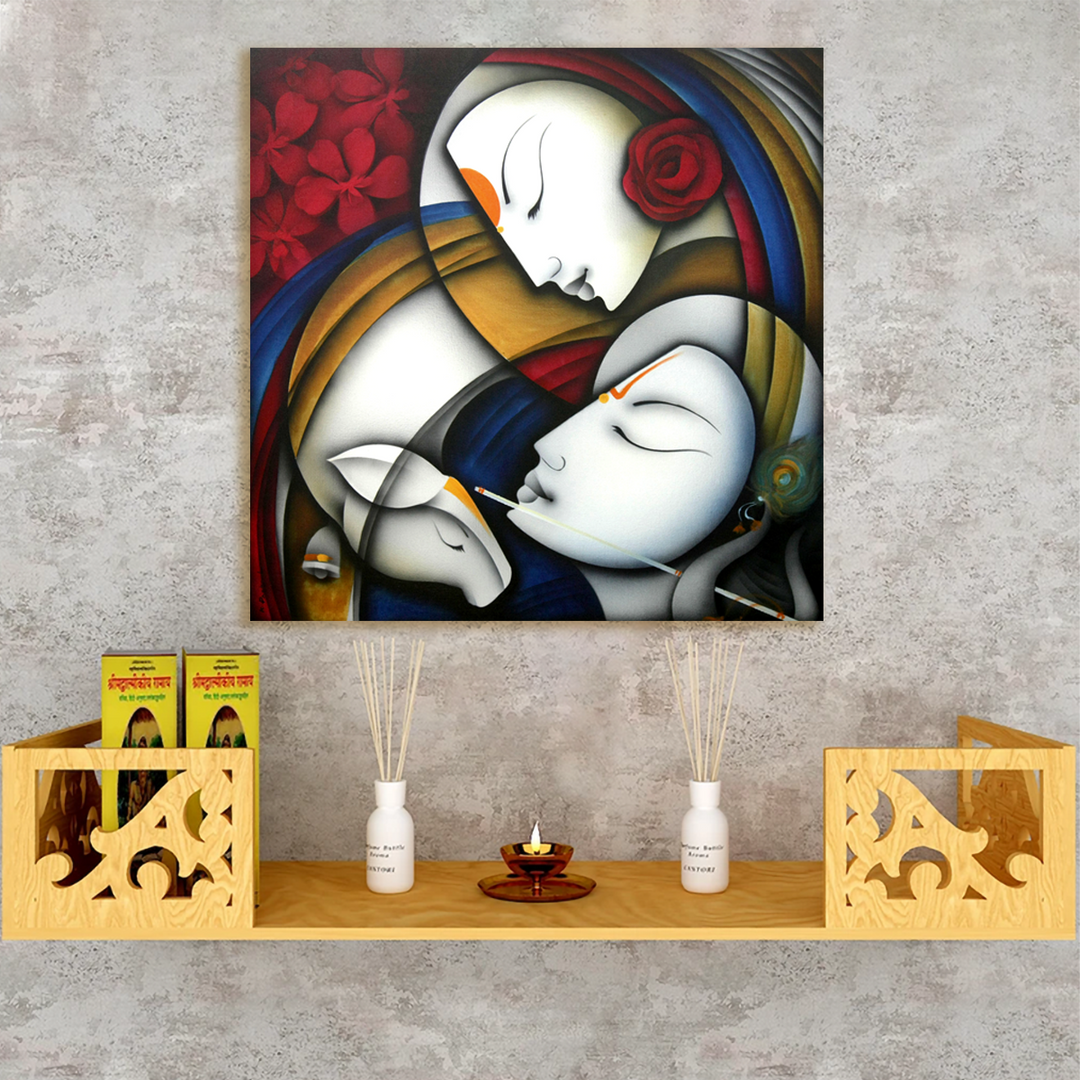 Frameless Radha Krishna Abstract Glass Paintings – Flair Glass